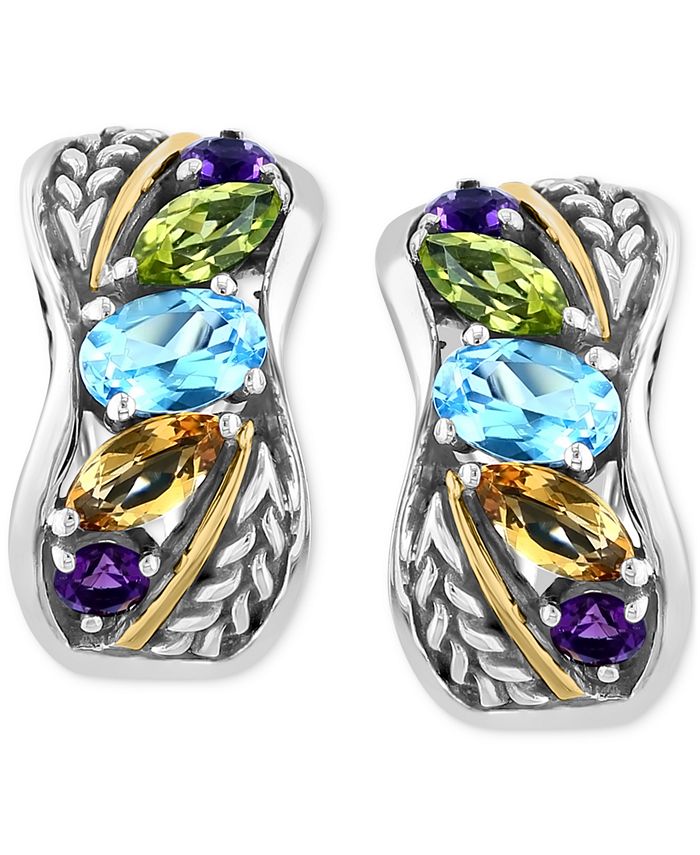EFFY Collection EFFY® Multi-Gemstone Small Hoop Earrings (2-5/8 ct. t.w ...