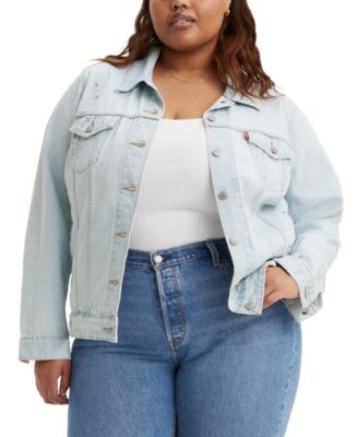 Levi's® Plus Size Original Embroidered Denim Trucker Jacket - Macy's