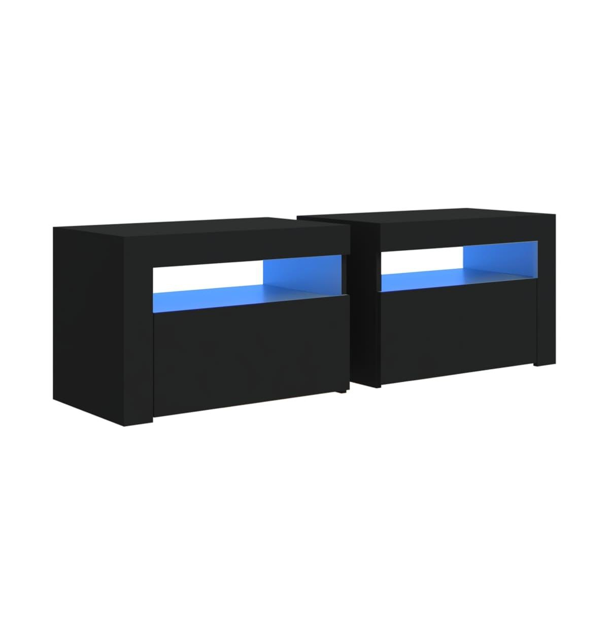 Click here for Bedside Cabinets 2 pcs with LEDs Black 23.6x13.8x1... prices