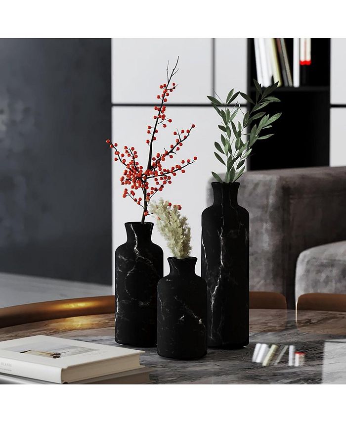 Creative Scents Matte Black Vase Set of 3 - Macy's