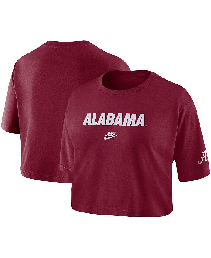 Nike Women's Crimson Alabama Crimson Tide Wordmark Cropped T-shirt - Macy's