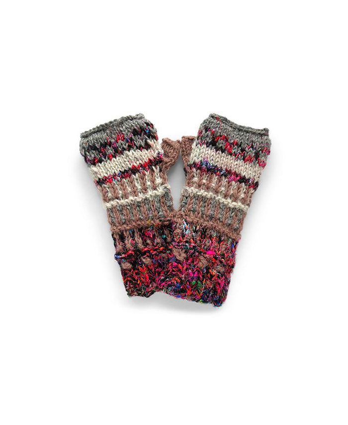 Feelgoodz Women's Artisan Hand-Knit Himalayan Wool / Silk Half Mitten ...