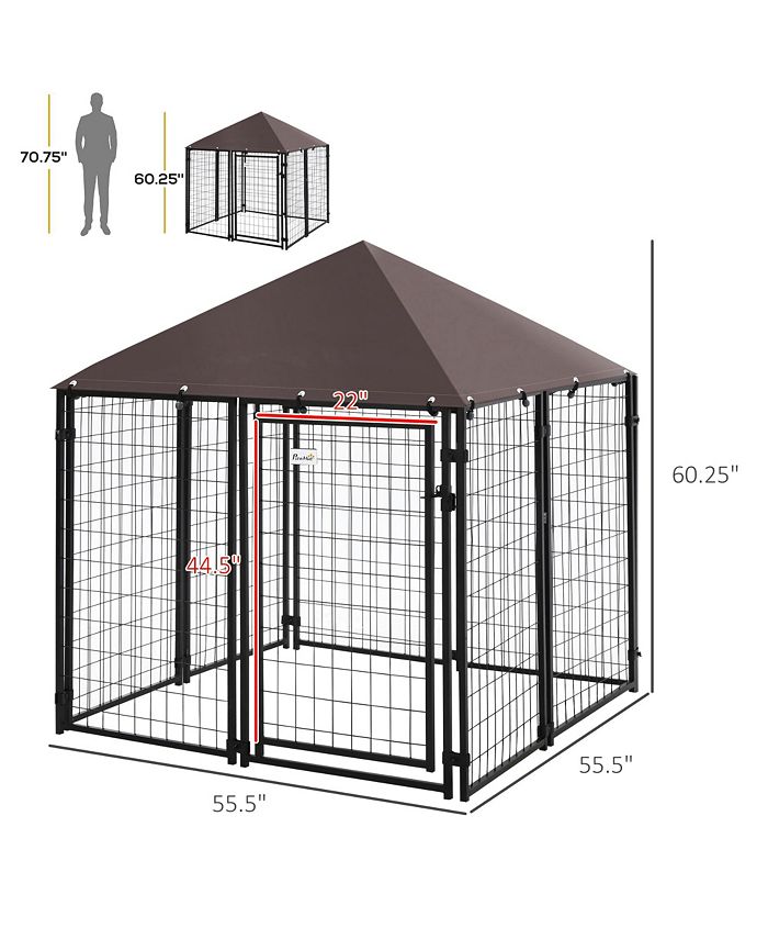 PawHut Paw Hut Lockable Dog House Kennel with Water-resistant Roof for ...
