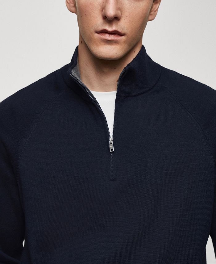 MANGO Men's Neck Zipper Cotton Sweater - Macy's