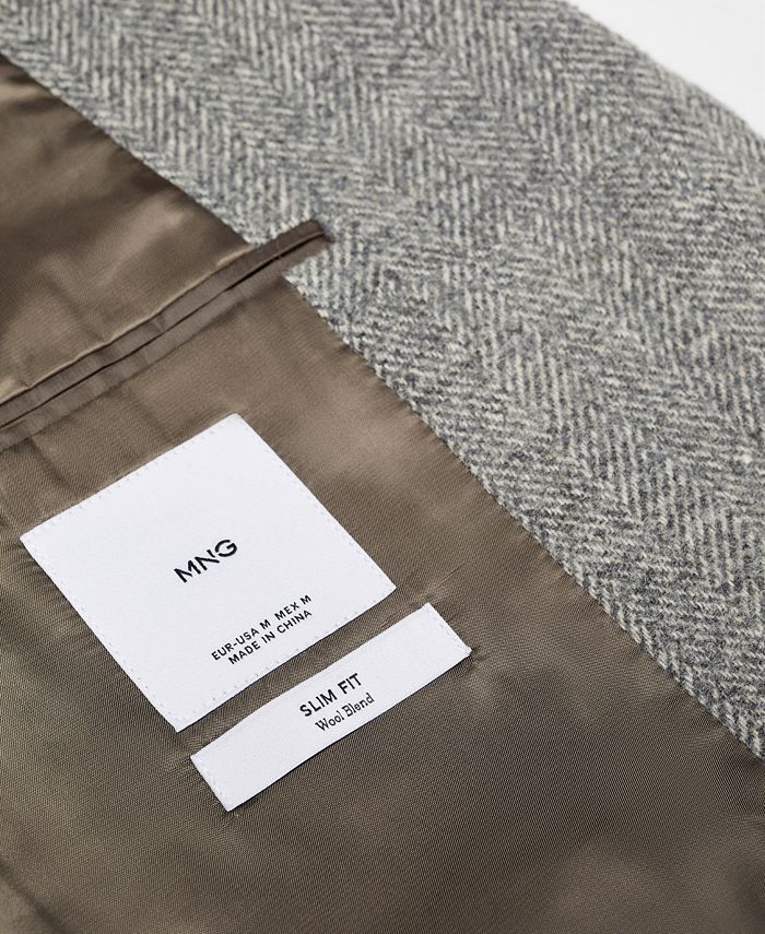 MANGO Men's Herringbone Pattern Wool Coat - Macy's