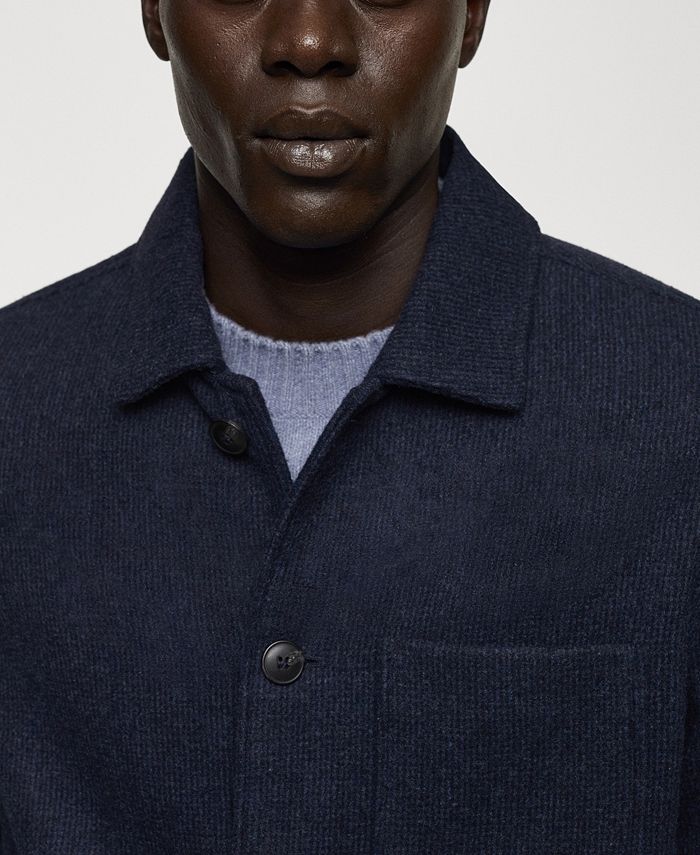 MANGO Men's Double-Faced Pockets Detail Wool Overshirt - Macy's
