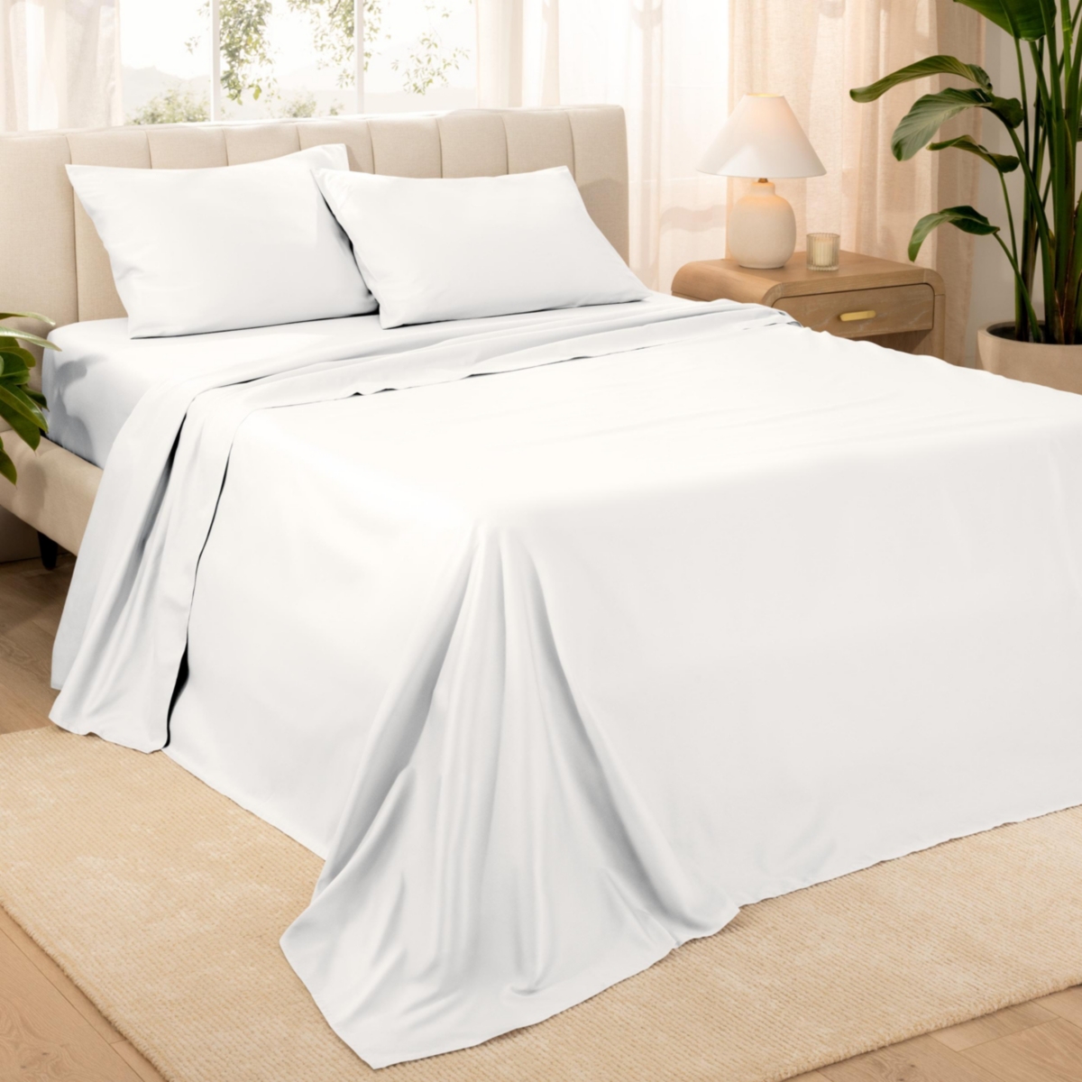 Click here for Bare Home Organic Cotton Sateen Sheet Set Queen -... prices
