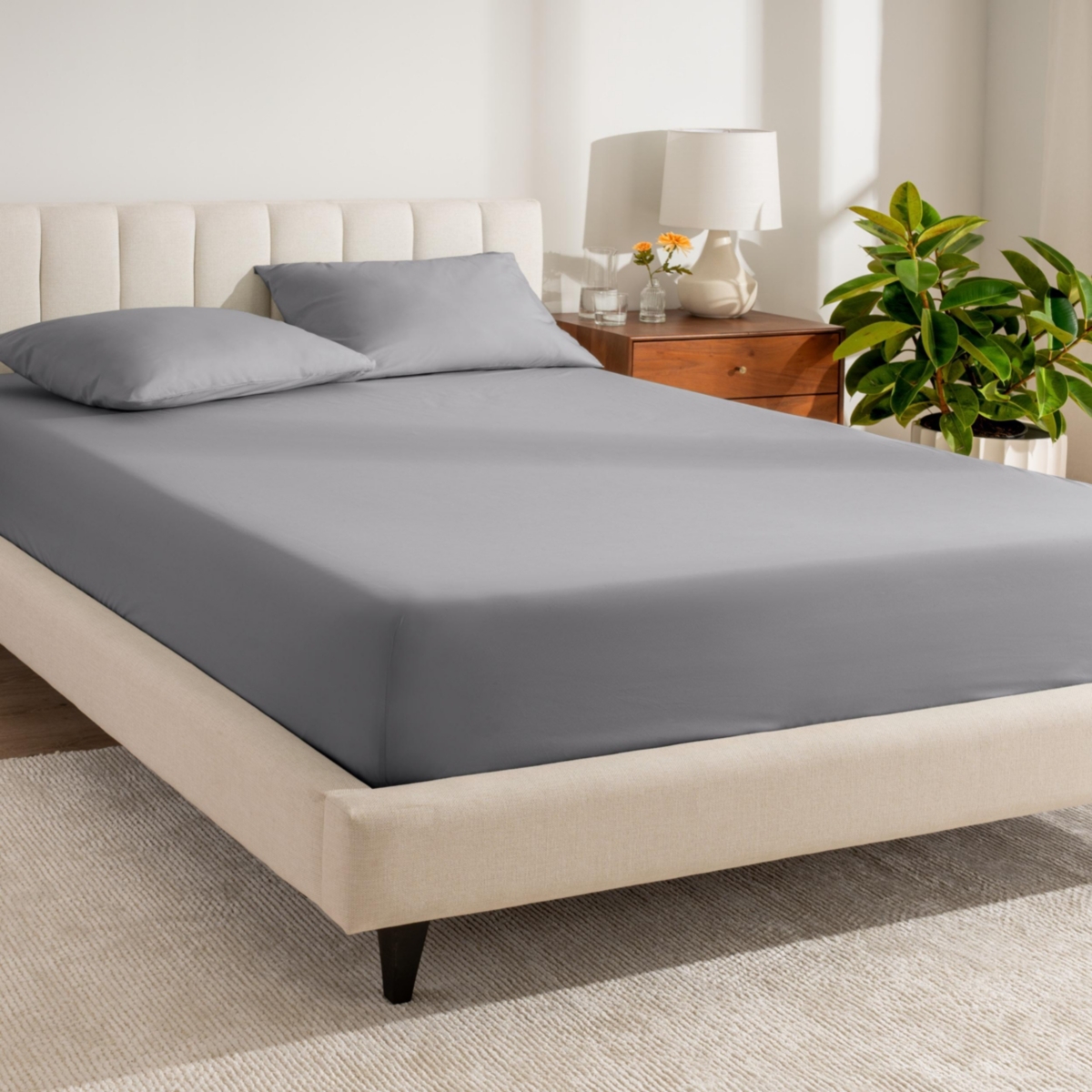 Click here for Bare Home Percale Fitted Sheet - Light grey prices