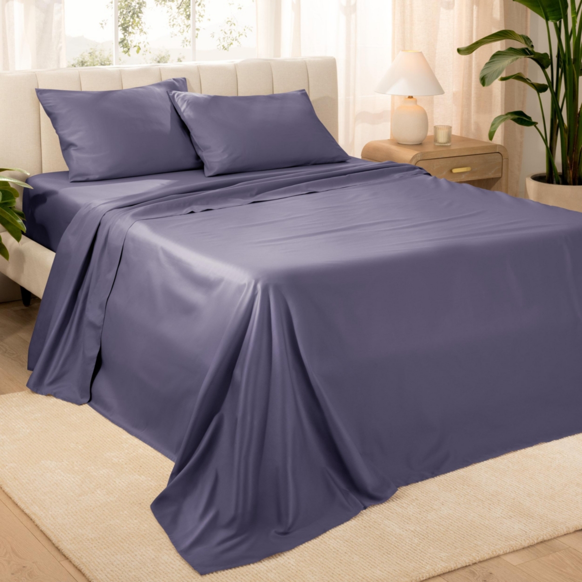 Click here for Bare Home Organic Cotton Sateen Sheet Set Queen -... prices