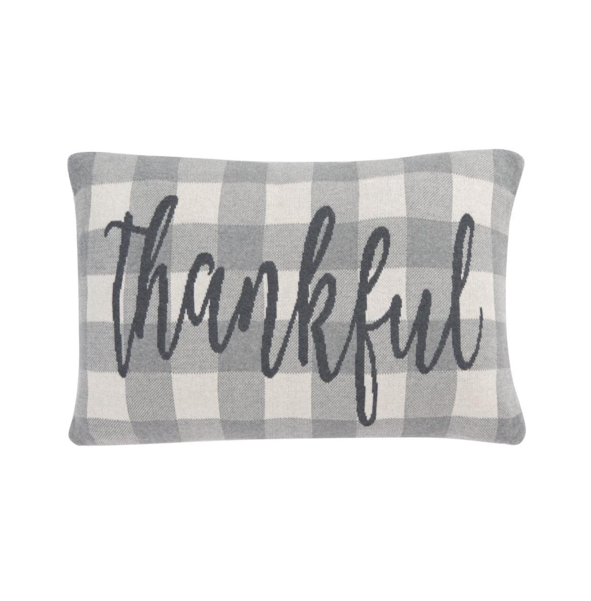 Click here for Be Thankful Pillow - Dark grey/light grey/natural prices