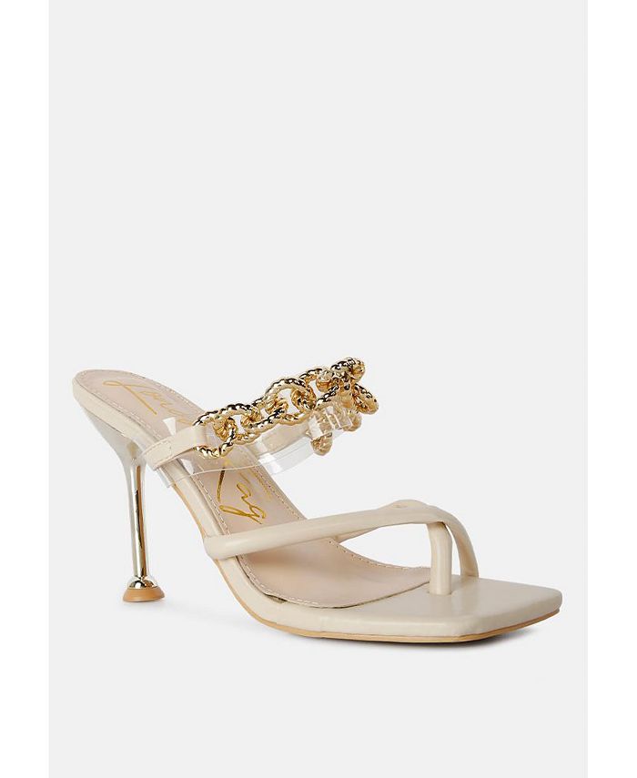 London Rag Women's Social Bee Link Chain Embellished Heel Sandals - Macy's