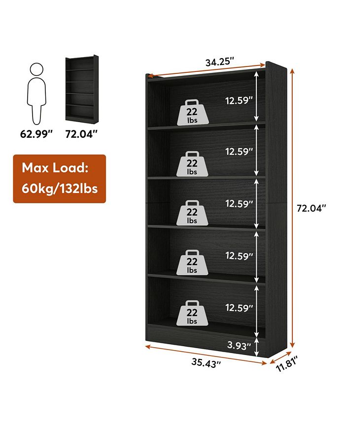 Tribesigns Tribe signs 72-inch Tall Bookcase, Modern 6-Tier White ...