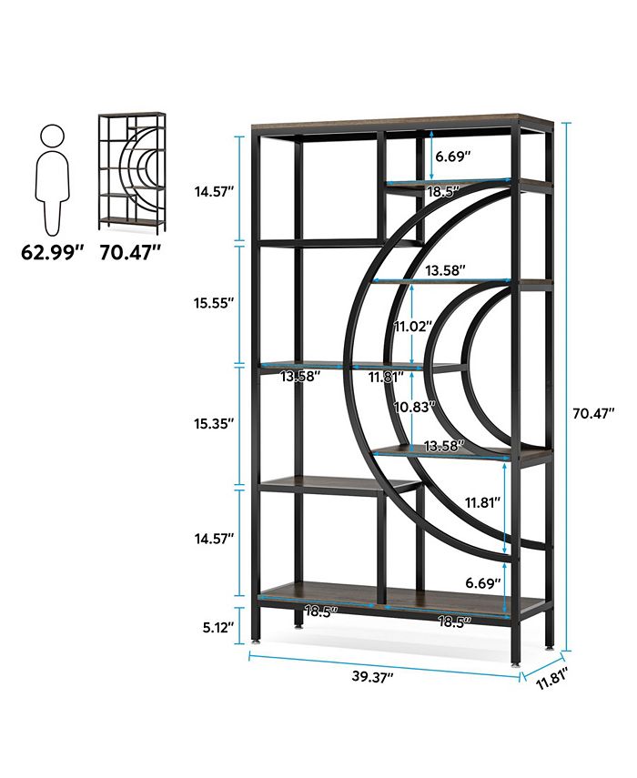 Tribesigns Tribe signs 71 inches Geometric Bookcase, Industrial 8-Tiers ...