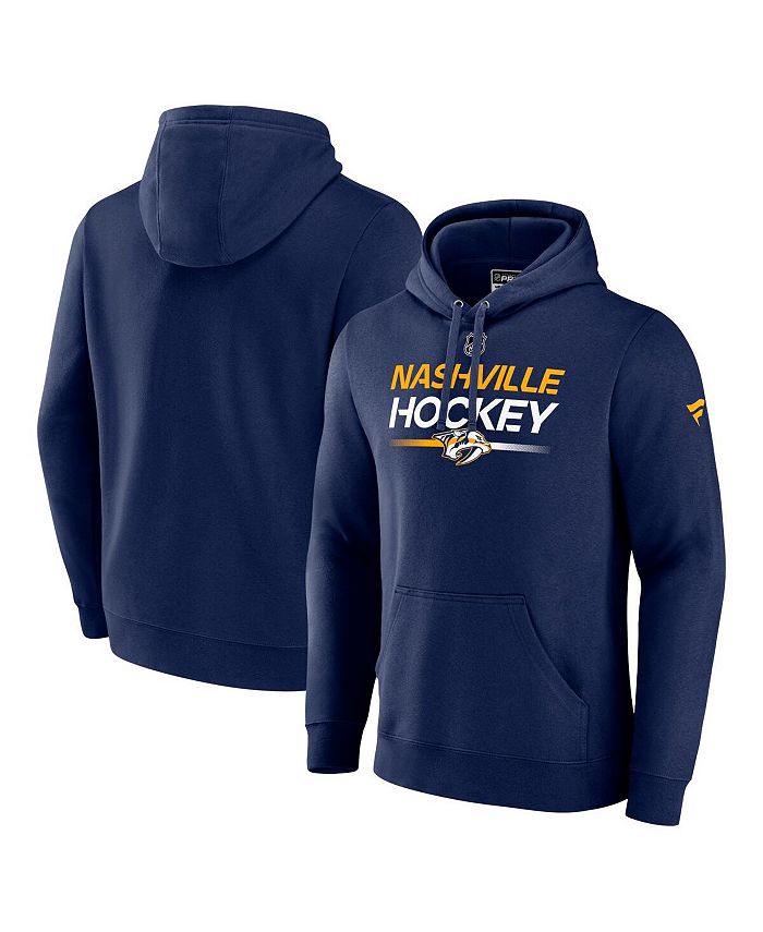 Fanatics Men's Navy Nashville Predators Authentic Pro Pullover Hoodie ...
