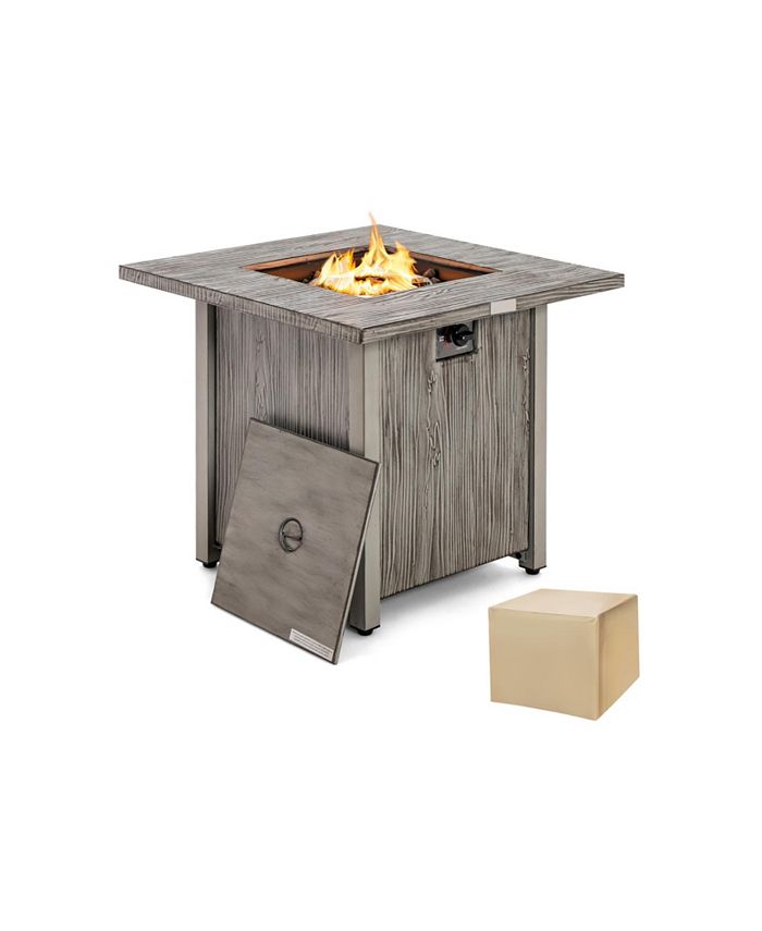 Slickblue 28 Inch 40 000 BTU Square Fire Pit Table with Lid and Lava ...