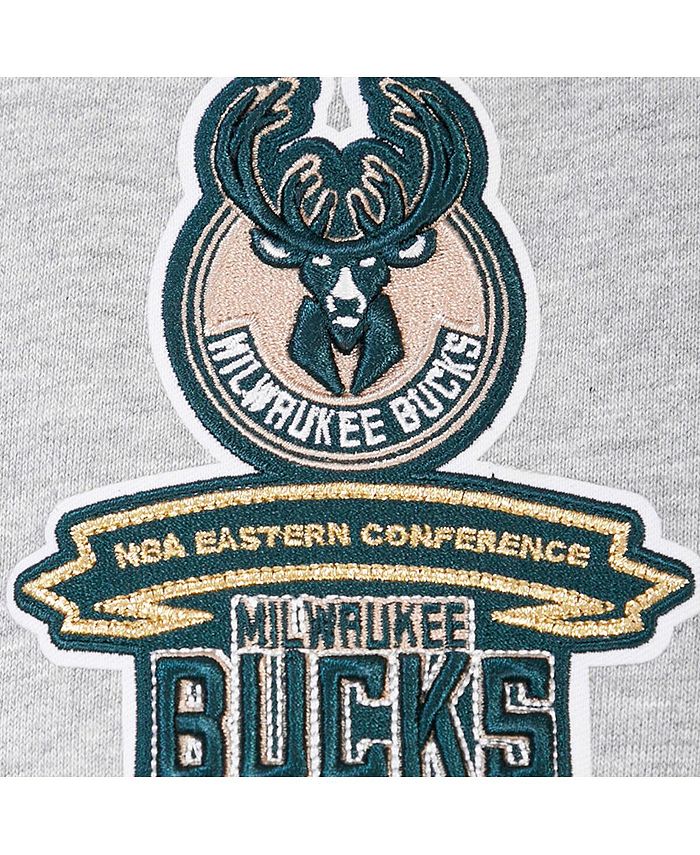 Pro Standard Men's Heather Gray Milwaukee Bucks Crest Emblem Pullover ...