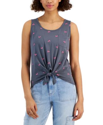 Rebellious One Juniors' Roses Tie-Front Tank Top - Macy's