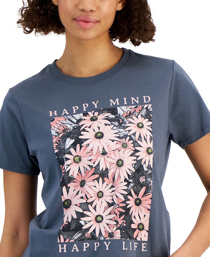 Rebellious One Juniors' Happy Mind Crewneck Tee - Macy's