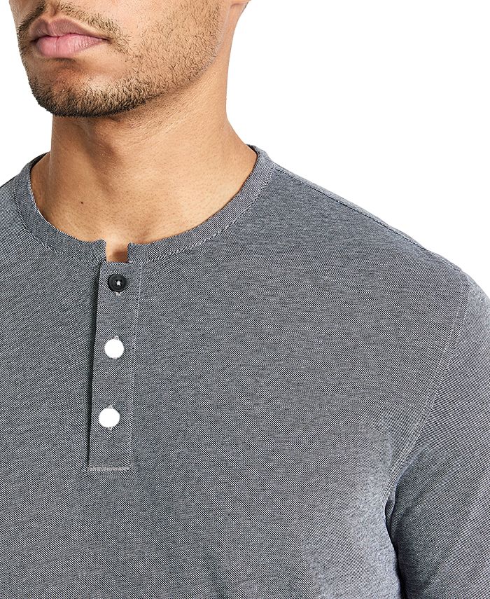 Kenneth Cole Men's 4-Way Stretch Heathered Stand-Collar Piqué Henley ...