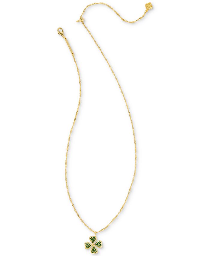 Kendra Scott 14k Gold-Plated Color Pavé Clover 19" Adjustable Pendant ...