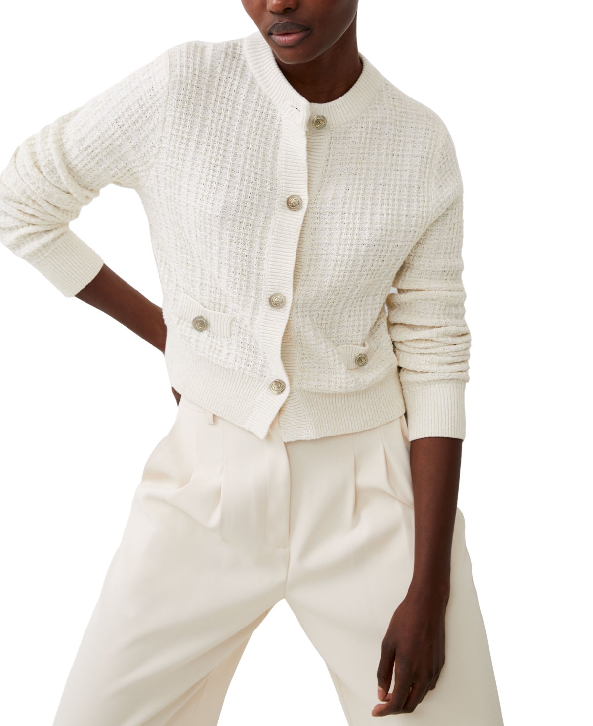 Click here for French Connection Womens Metallic Tweed Knit Cardi... prices