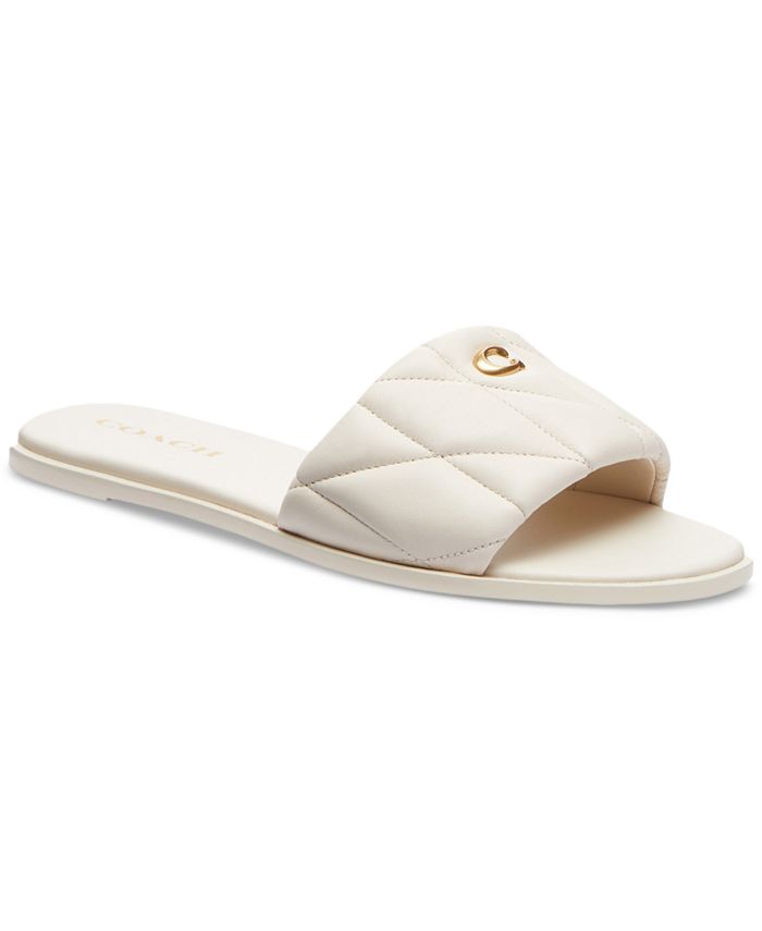 COACH Women's Holly Quilted Puffy "C" Slide Flat Sandals - Macy's