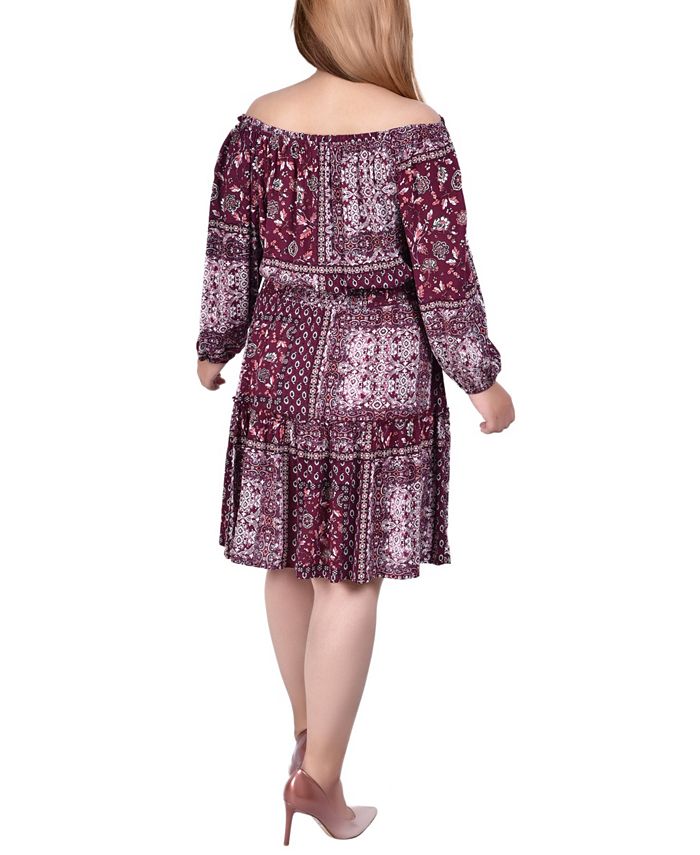 NY Collection Plus Size Long Sleeve Dress - Macy's