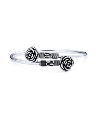 Bling Jewelry Balinese Bali Style Flower Tips Bypass Stacking Bangle ...