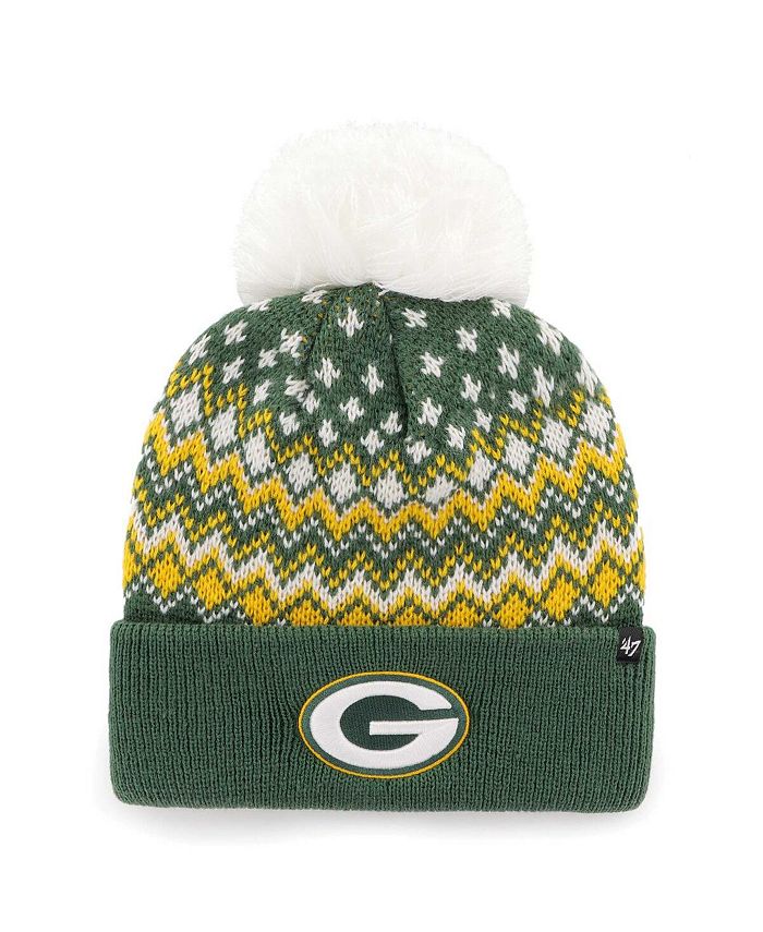'47 Brand Women's Green Green Bay Packers Elsa Cuffed Knit Hat with Pom ...