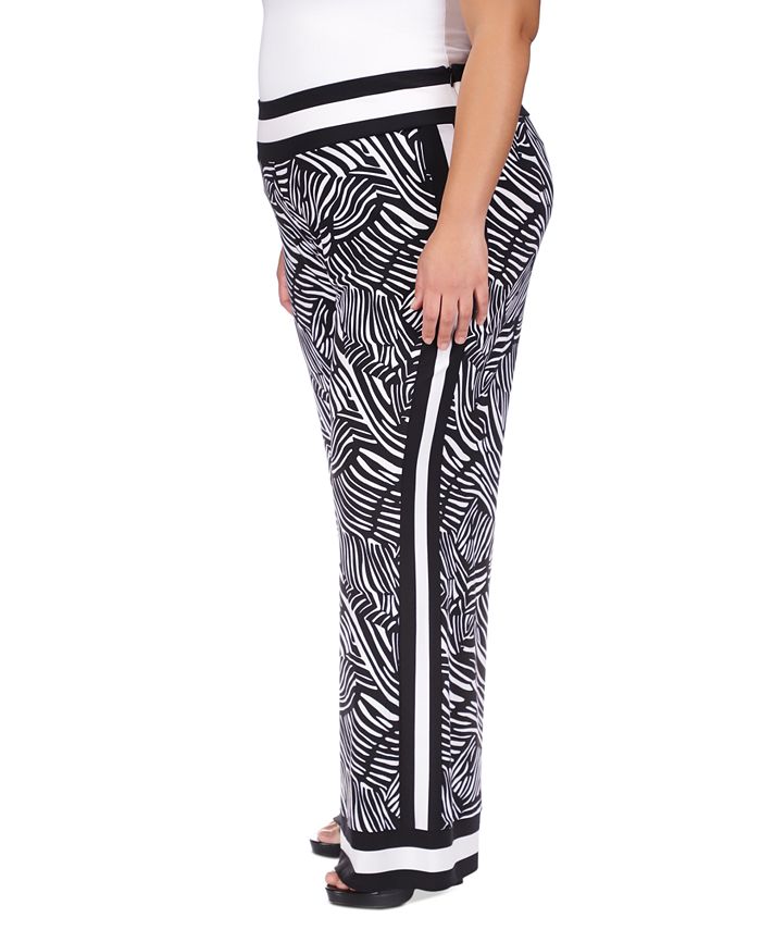 Michael Kors Plus Size Zebra-Print Striped-Border Pants - Macy's