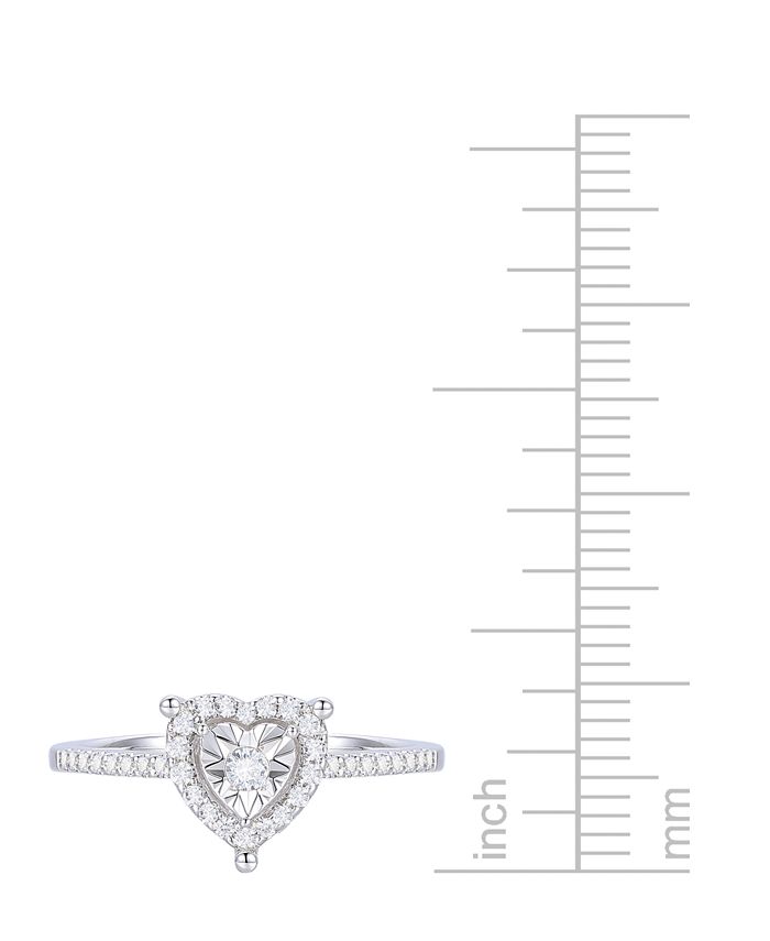 Promised Love Diamond Heart Halo Ring (1/4 ct. t.w.) in Sterling Silver ...