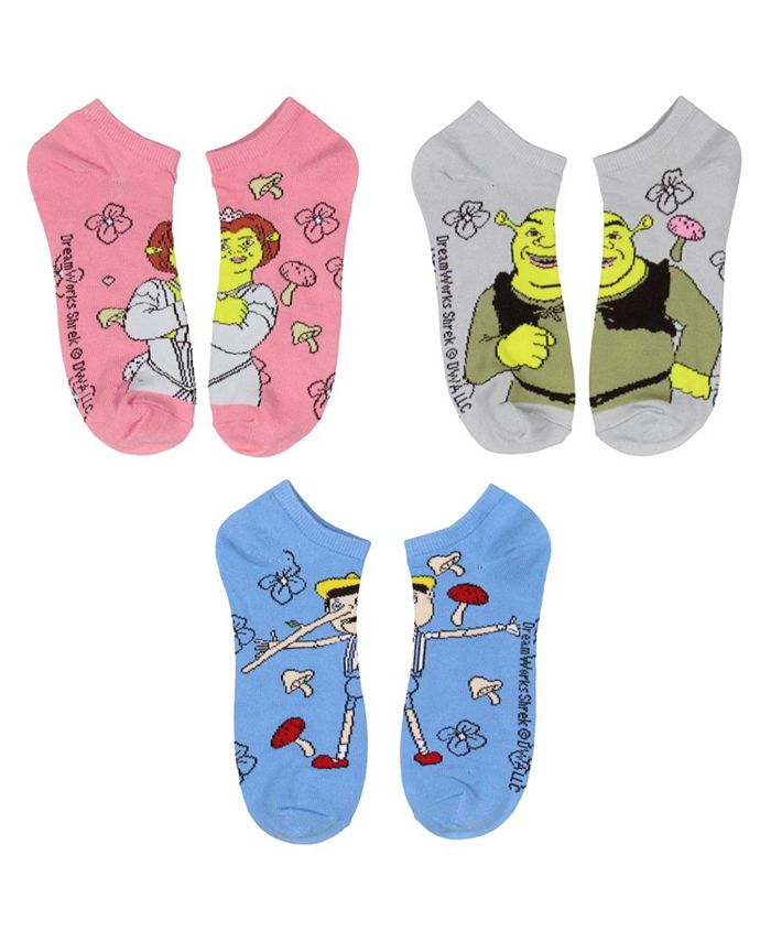 Shrek 's Franchise Characters And Mushrooms No-Show Ankle Socks 6 Pair ...