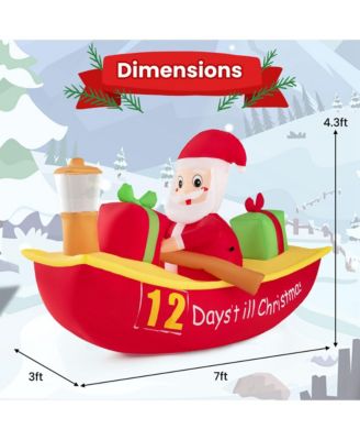 7 FT Long Christmas Inflatable Santa Claus Rowing Boat with Navigation ...