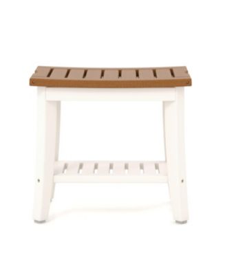 2-Tier HDPE Waterproof Shower Bench with Storage Shelf-Brown - Macy's