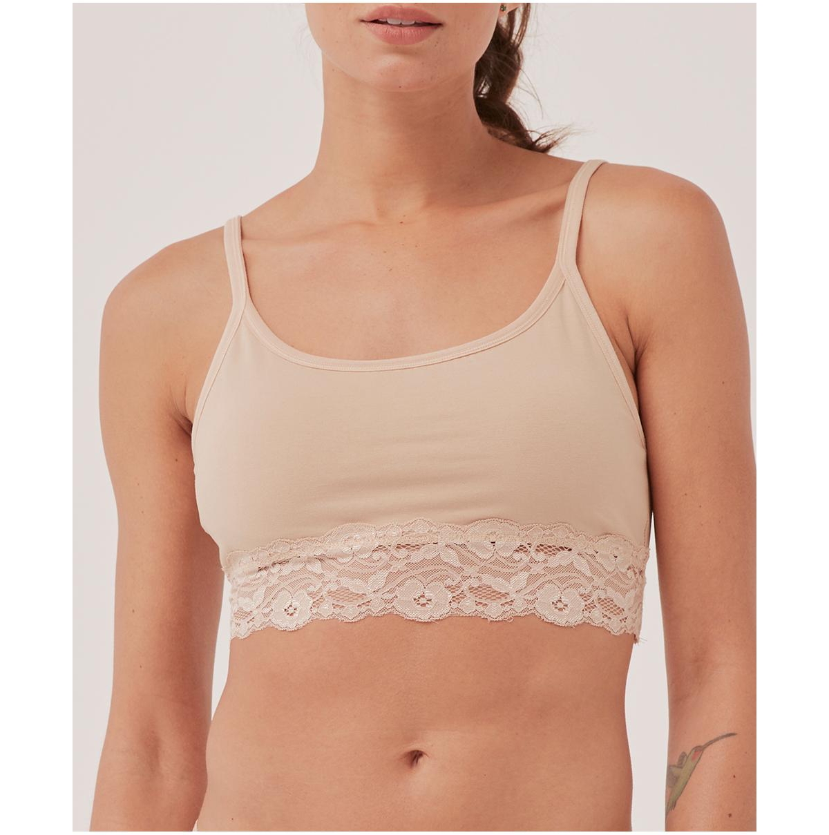 Click here for Pact Womens Lace Smooth Cup Bralette - Champagne prices