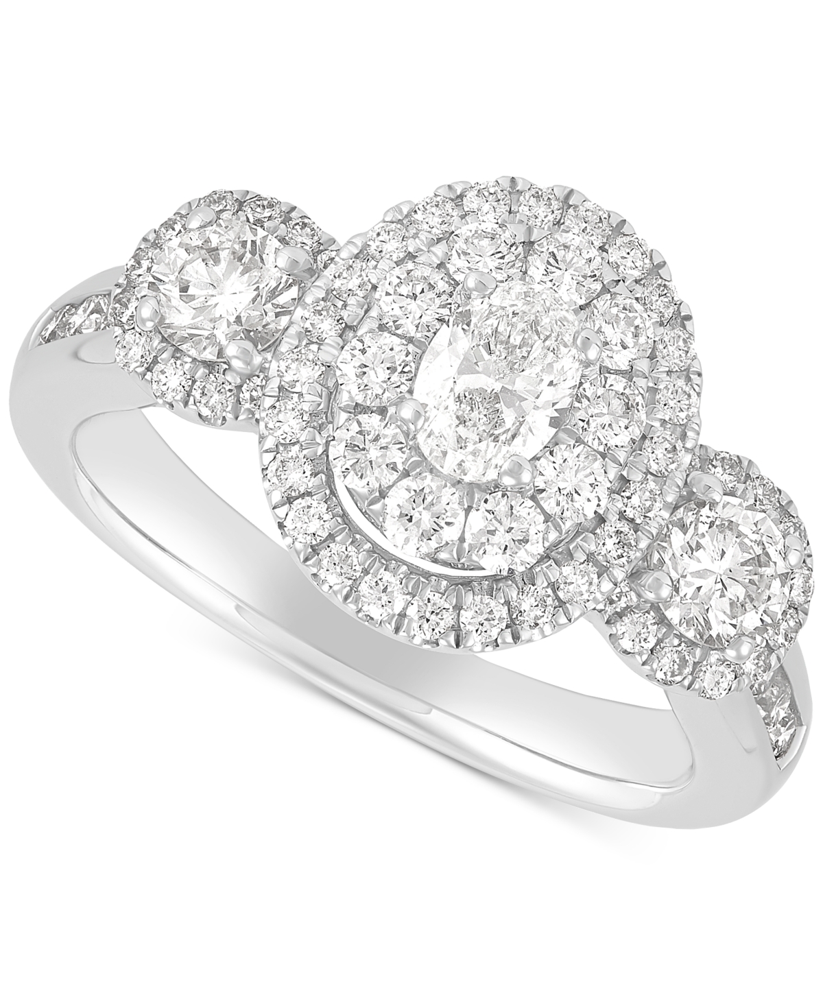 Click here for Diamond Three Stone Double Halo Ring (1-1/2 ct. t.... prices