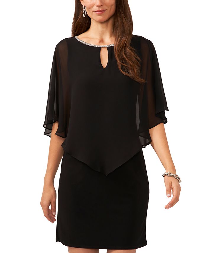 MSK Women's Rhinestone-Trim Capelet Dress - Macy's