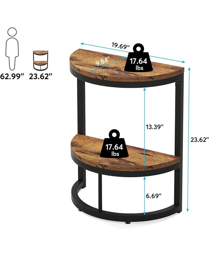 Tribesigns 2-Tier End Table Semi Circle, Small Half Round Side Tables ...
