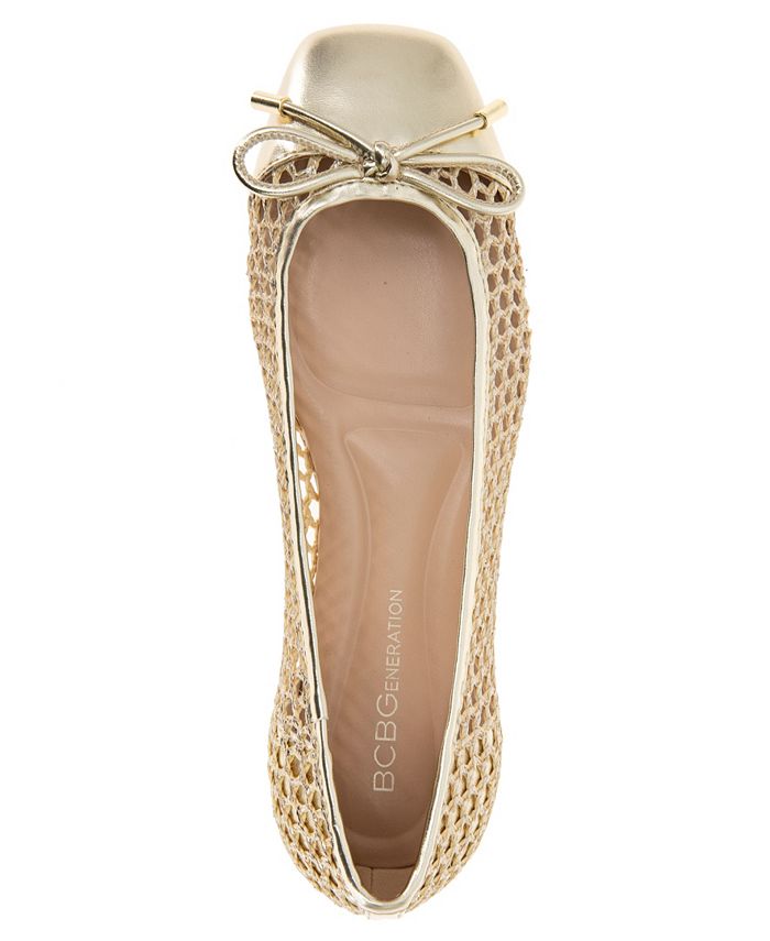 BCBGeneration Women's Hartly Woven Raffia Square Toe Ballet Flats - Macy's