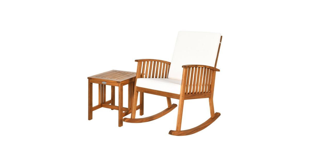 Click here for 2 Pieces Acacia Wood Patio Rocking Chair Table Set... prices