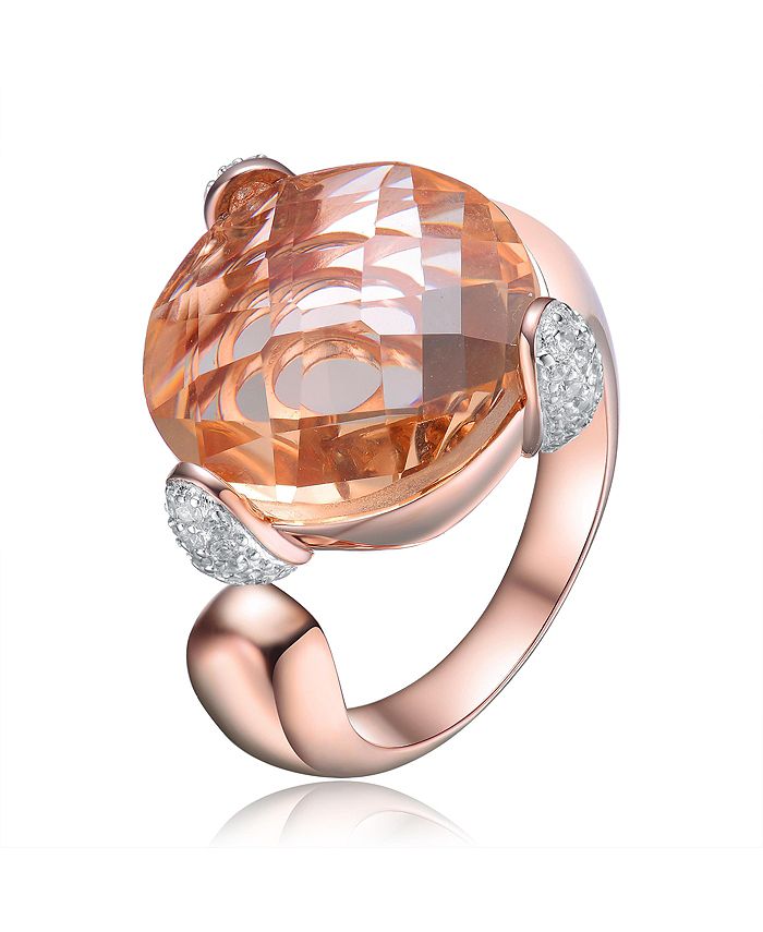 Genevive Sterling Silver With 18k Rose Gold Plated Morganite Round