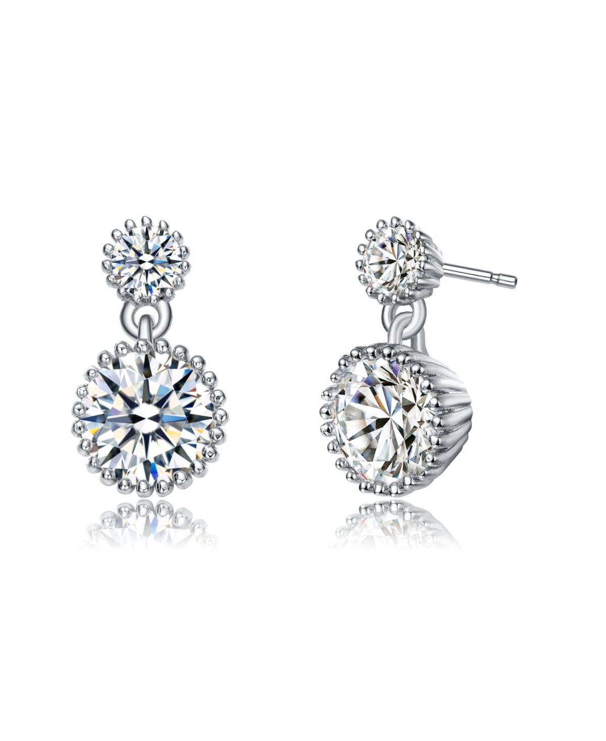 Click here for White Gold Plated with Cubic Zirconia Two-Stone Mi... prices