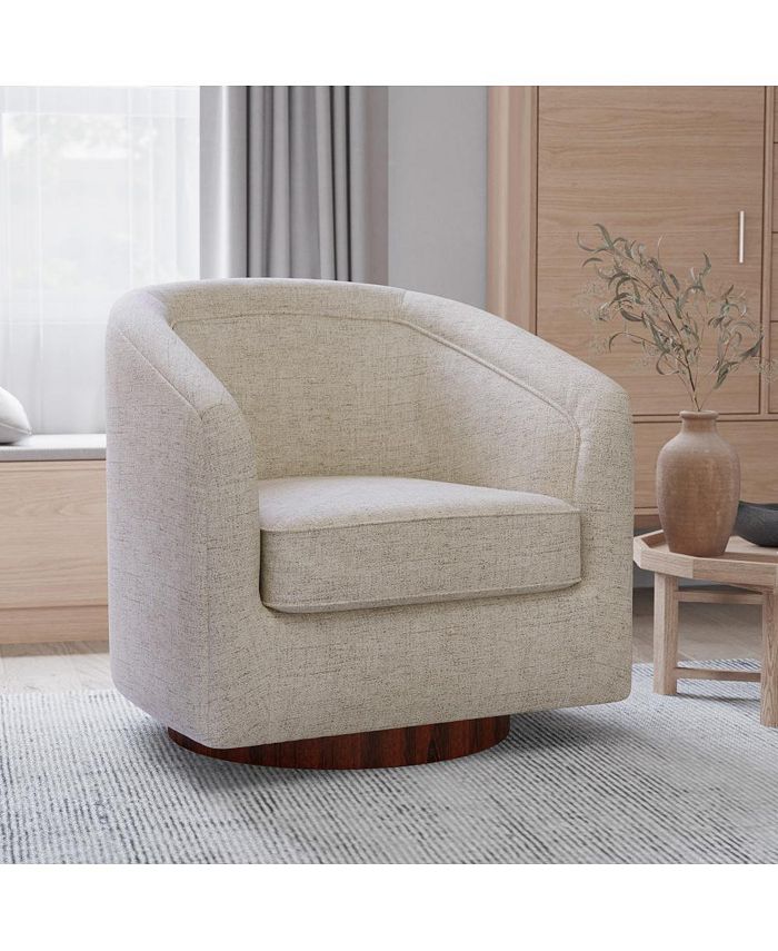 MERRICK LANE Wyn Upholstered Club Style Barrel Chair With Sloped Armrests And 360 Degree Swivel ...