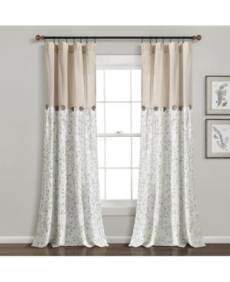 Linen Button Botanical Garden Window Curtain Panels - Macy's