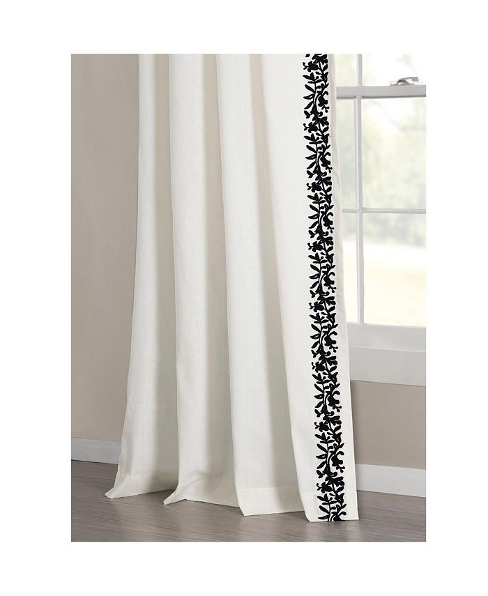 Lush Decor Luxury Modern Flower Linen Like Embroidery Border Window ...