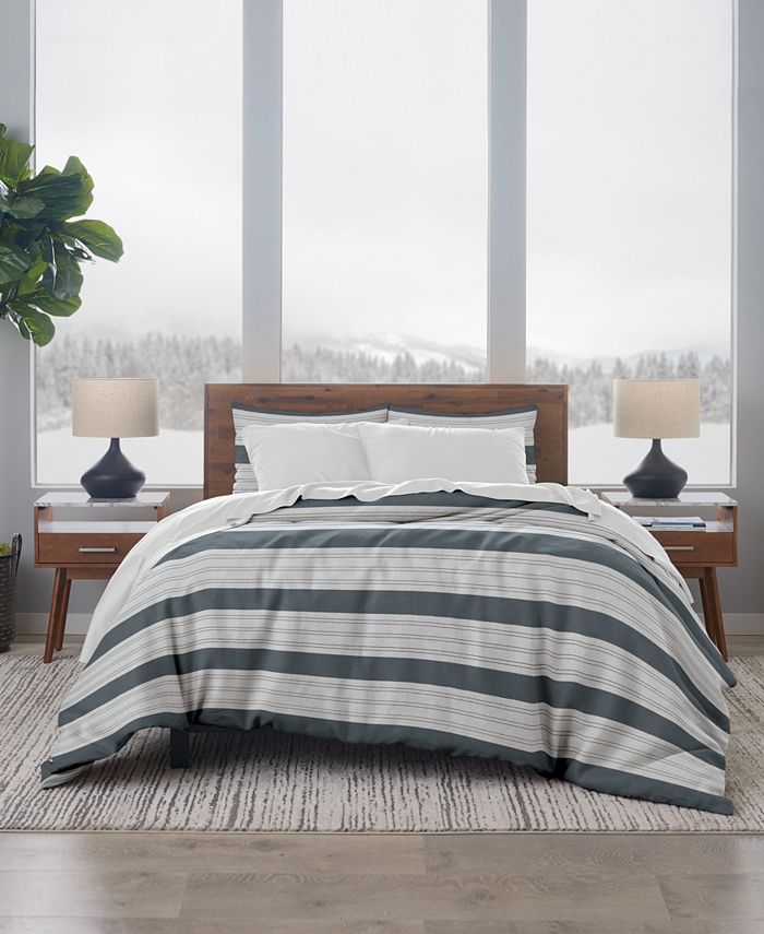 Ella Jayne French Linen Cotton Wide Stripe 3-pc Duvet Set, Full/Queen ...