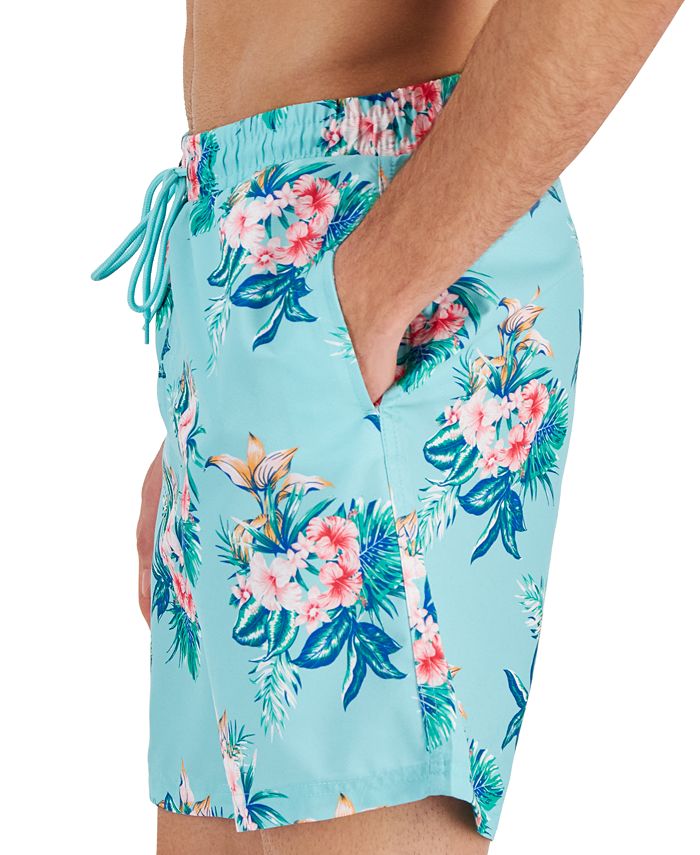Club Room Men's Afelo Floral-Print Quick-Dry 7" Swim Trunks, Created ...