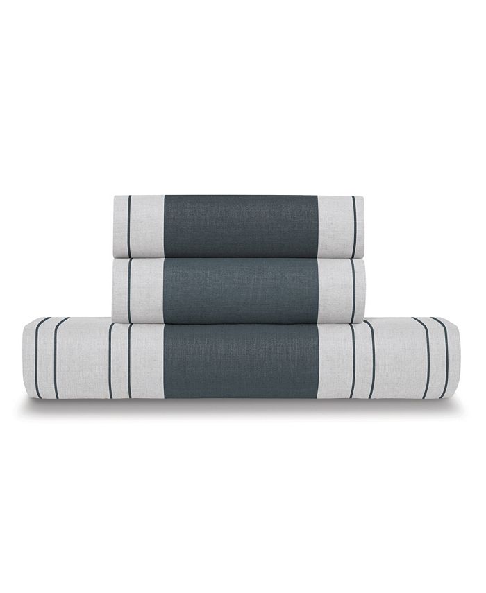 Ella Jayne French Linen Cotton Wide Stripe 3-pc Duvet Set, Full/Queen ...