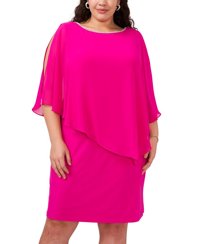 Msk Plus Size Embellished Chiffon Overlay Dress Macys