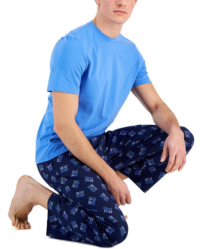 Club Room Men's 2-Pc. Solid T-Shirt & Best Dad Printed Pajama Pants Set ...